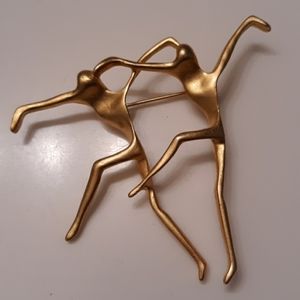 A.J.C. | Jewelry | Vintage Modernist Ajc Goldtone Dancers Brooch | Poshmark